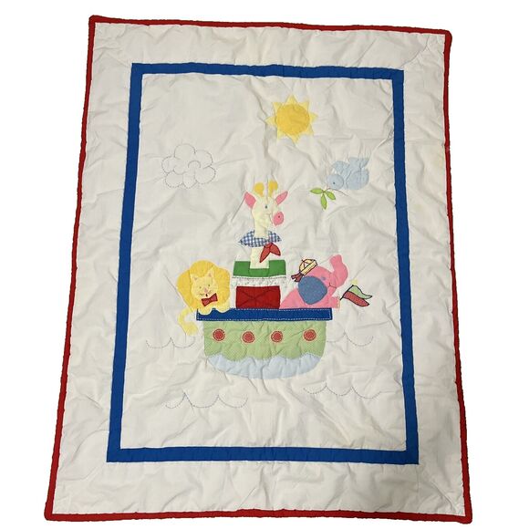 Baby Togs | Bedding | Vintage Baby Togs Quilt Red Blanket Giraffe Lion ...
